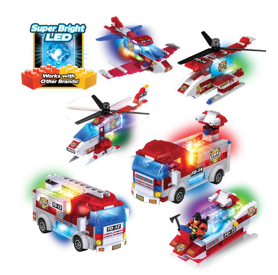 Cra-Z-Art Lite Brix 12-in-1 Super Light Up Fire Rescue Building Set ...